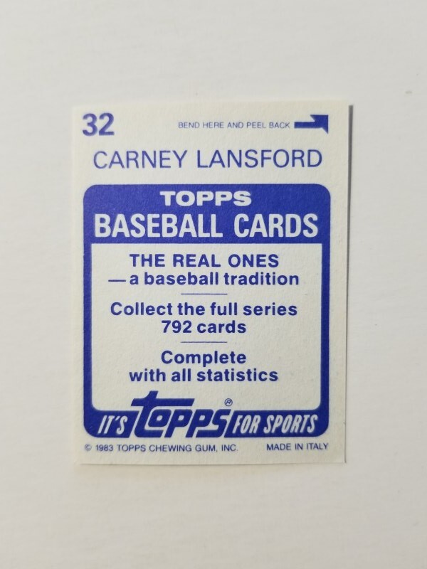 CARNEY LANSFORD 1983 TOPPS BASEBALL STICKER #32 BOSTON RED SOX | eBay