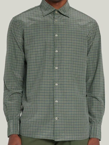 $650 Massimo Alba Mens Green Plaid Button-Up Long-Sleeve Silk Sport ...