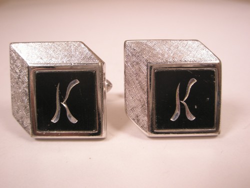 K Monogram Initial Letter Vintage SWANK Cuff Links kevin karl kent kyle ...
