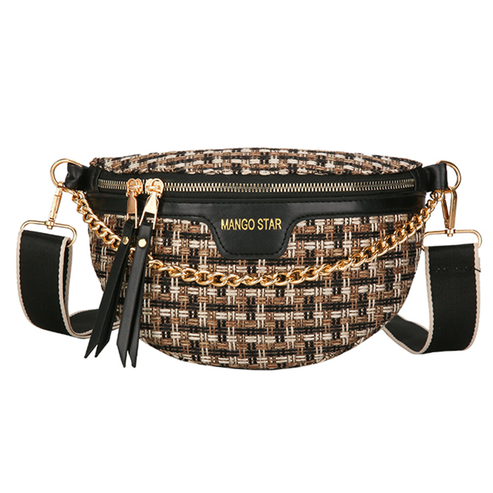 Fashion PU Woolen Chains Waist Pack Fanny Pouch Crossbody Chest Bag ...