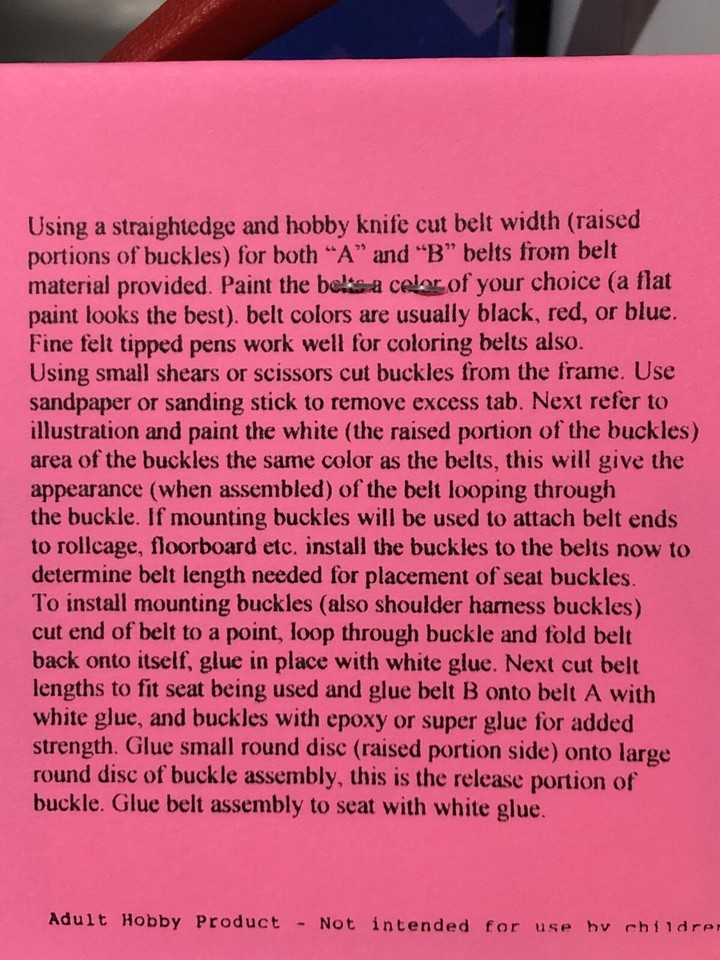 PTMC 17 1:25 Scale Photo Etched 5pt Racing Harness kit LBR Model Parts ...