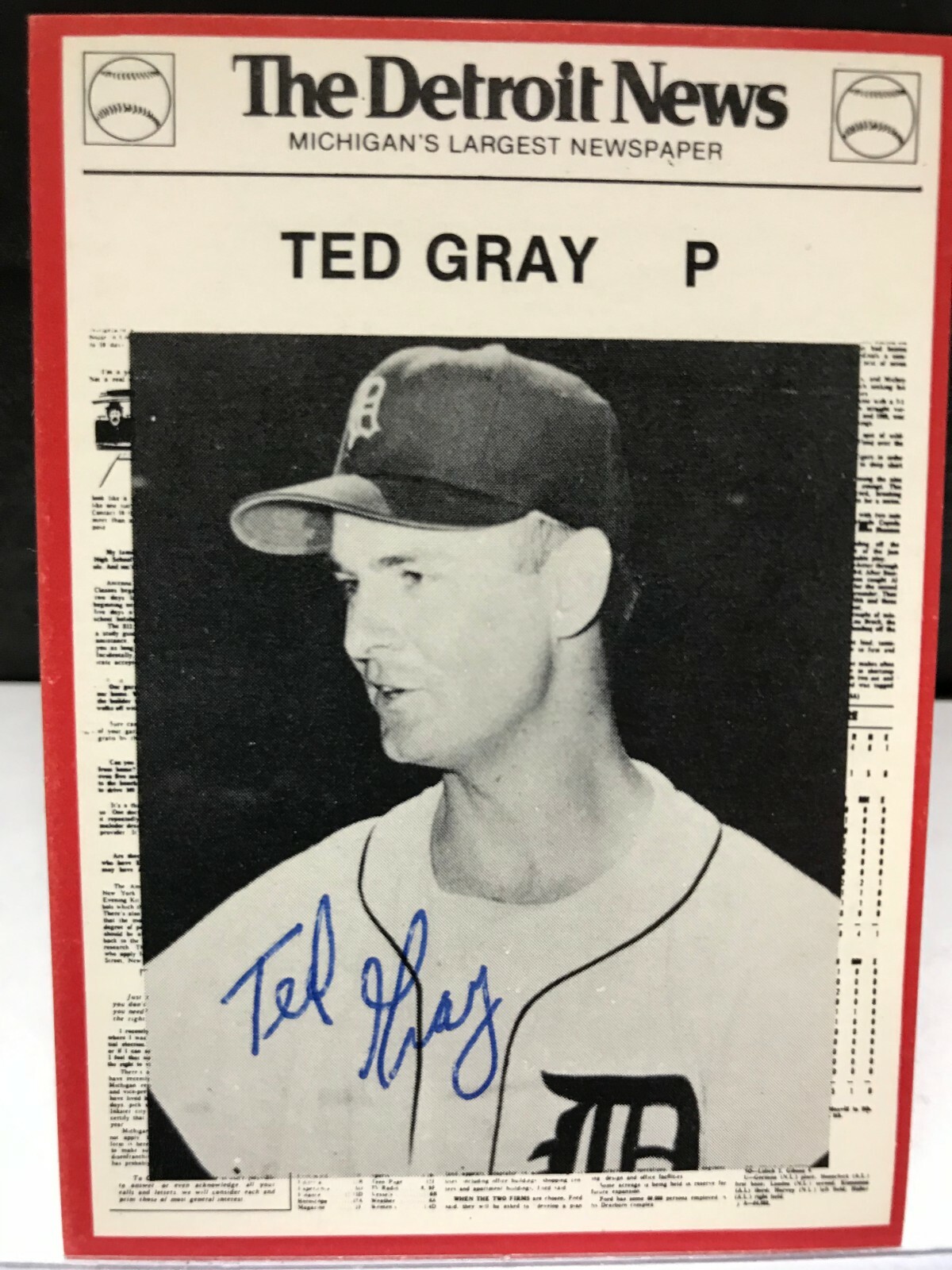 TED GRAY 1981 AUTOGRAPHED BOYS OF SUMMER DETROIT NEWS CARD | eBay