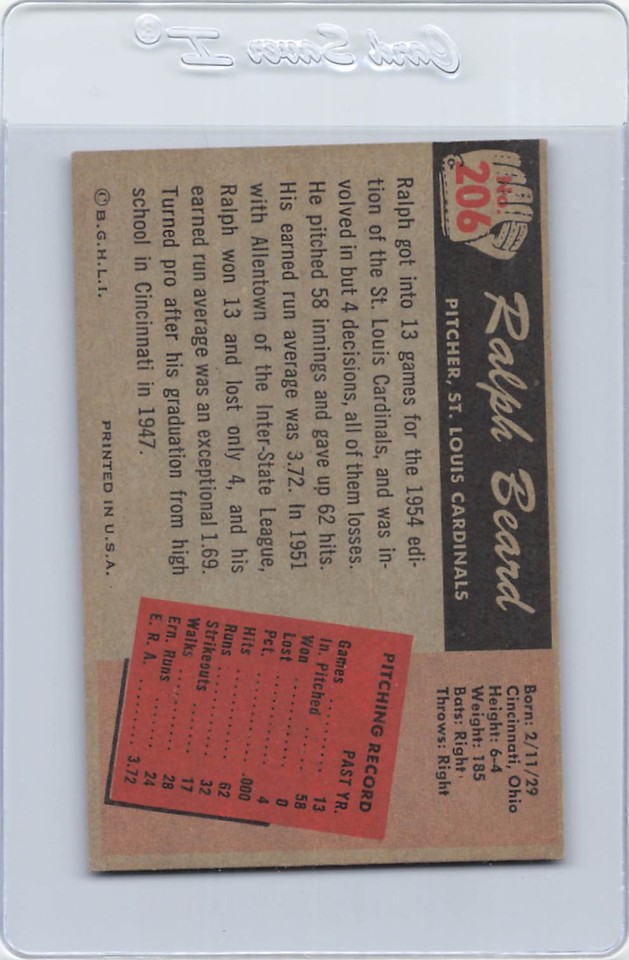1955 Bowman #206 Ralph Beard Cardinals EX/MT *2908 | eBay