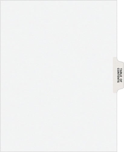 Avery Legal Exhibit Tab Dividers, Table of Contents Tab, White, 25/Set ...