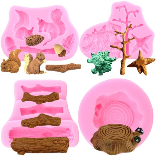 Forest Themed Fondant Molds Animal Tree Trunk Squirrel Pinecones Tree ...