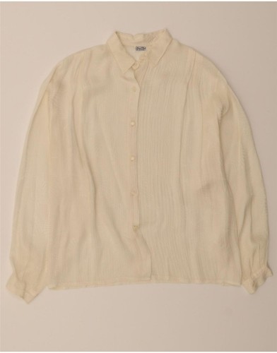 VINTAGE Womens Shirt Blouse UK 16 Large Off White Acetate BV12 | eBay