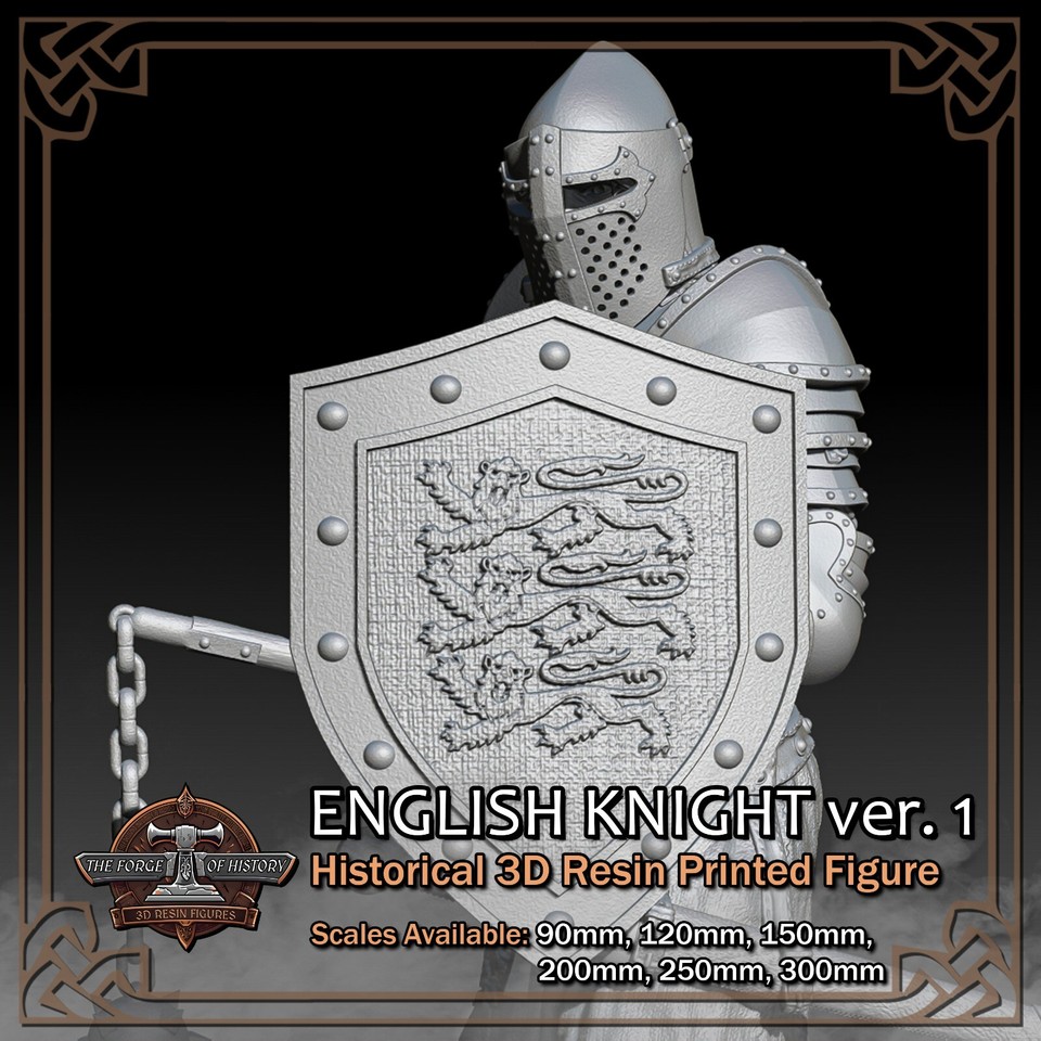 English Knight 1 - 3D Resin Printed Figure Model Kit - Scale 90mm to ...
