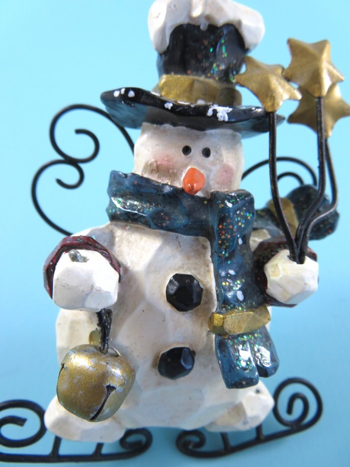Resin Snowman Christmas Ornament Wearing Metal Ice Skates And Wings 4 ...