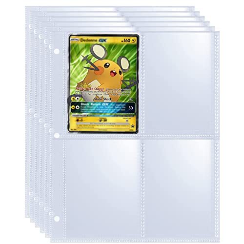 4 Pocket Trading Card Sleeves Binder Album Pages Card Collector, 50 ...