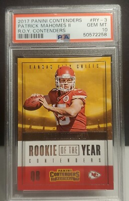 2017 Panini Contenders Patrick Mahomes II #RY-3 Rookie of the Year PSA ...