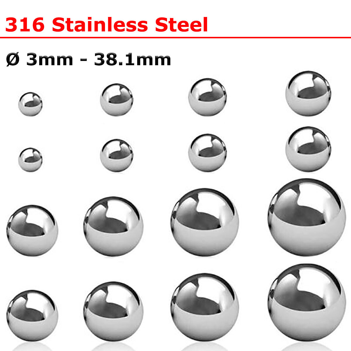 316 Stainless Steel Balls Solid Ø 3mm-38.1mm High Precision Bearing ...