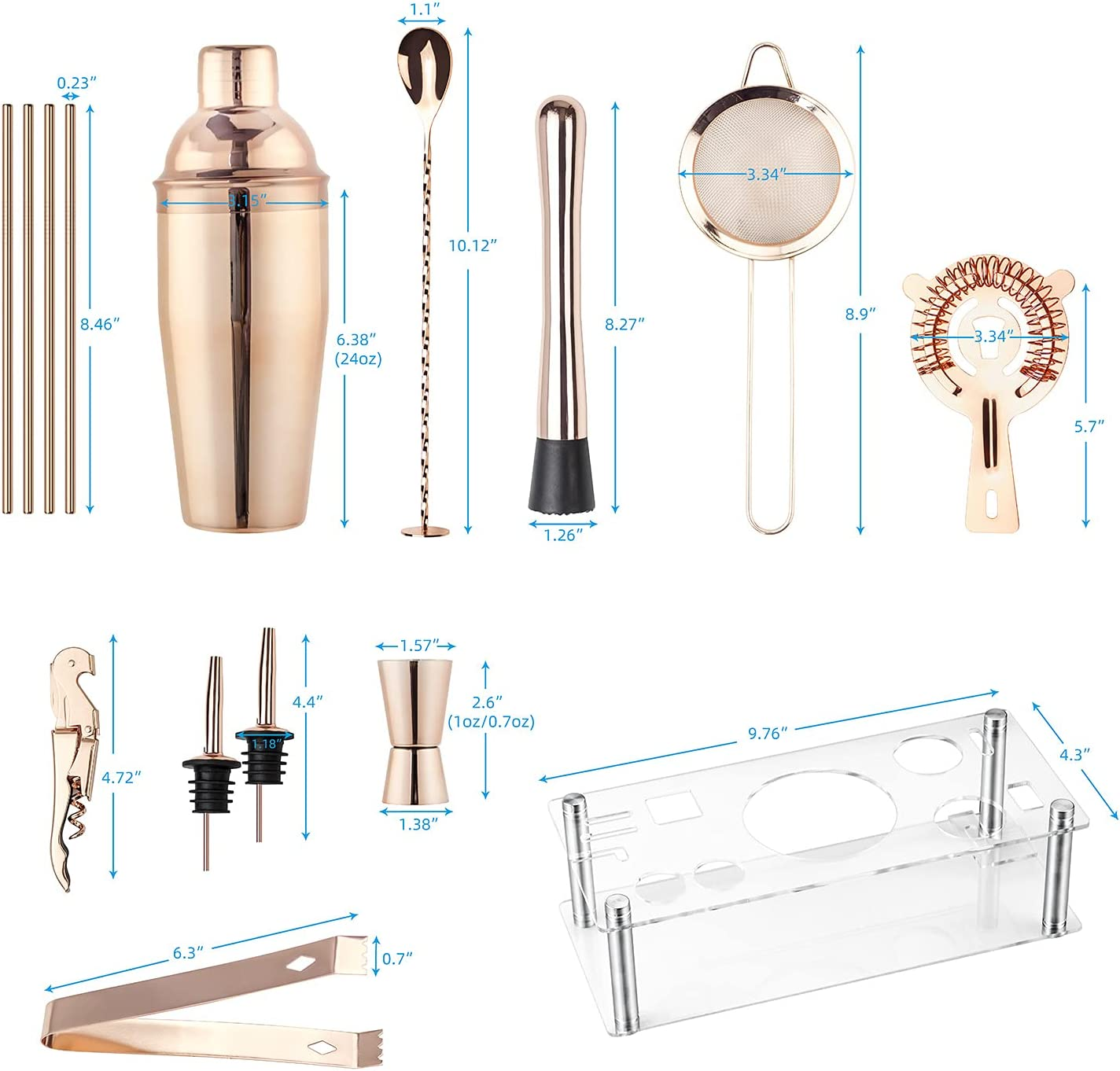 Bar Set Cocktail Shaker Set with Stand, Mixology Bartender Kit ...