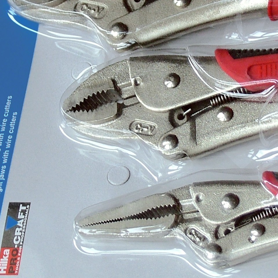 Mole Grip Vice Wrench Set. 3 Heavy Duty Locking Plier Wrenches by Hilka ...