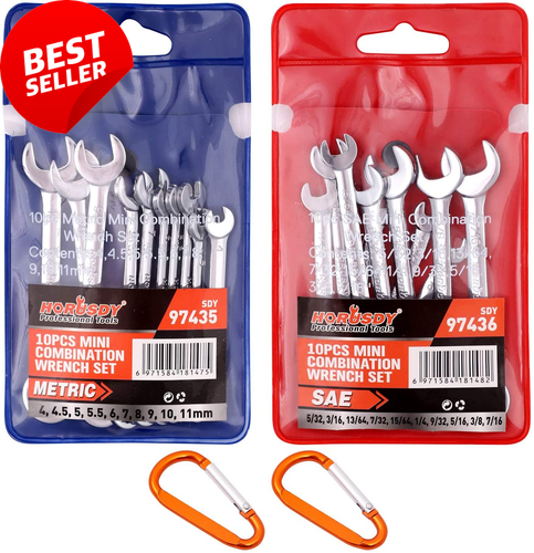 20-Piece Mini Spanner Set Metric & SAE Stubby Wrenches Small Ignition ...
