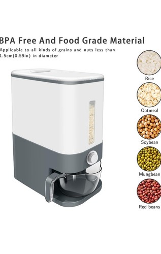 22.5-25 Lbs Gray Rice Dispenser, Rice Container with Lid, Rice Storage ...