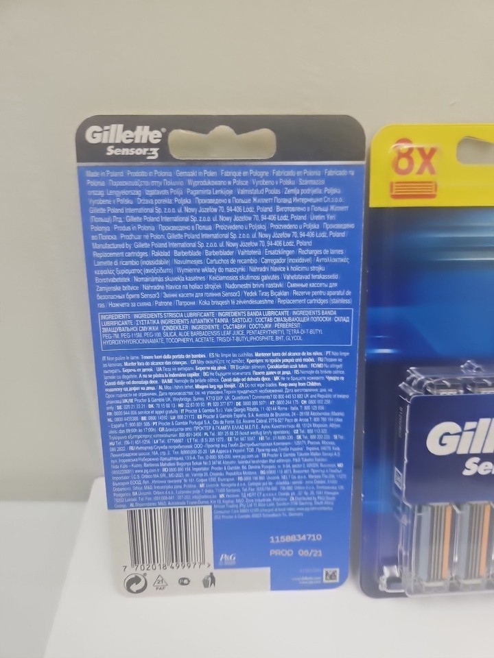 Gillette Sensor 3 Refill Razor Blade Cartridges - 16 Count TOTAL (A21 ...