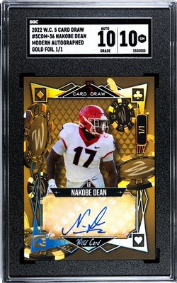 2022 Wild Card 5 Draw Nakobe Dean SGC 10 w/10 Auto Autograph Good Foil ...