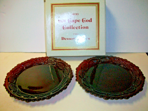 Two 1876 Cape Cod Collection Avon Ruby Red Dessert Plates In Original ...