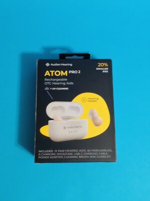 Audien ATOM PRO 2 Wireless Rechargeable OTC Hearing Aid - New Open Box ...