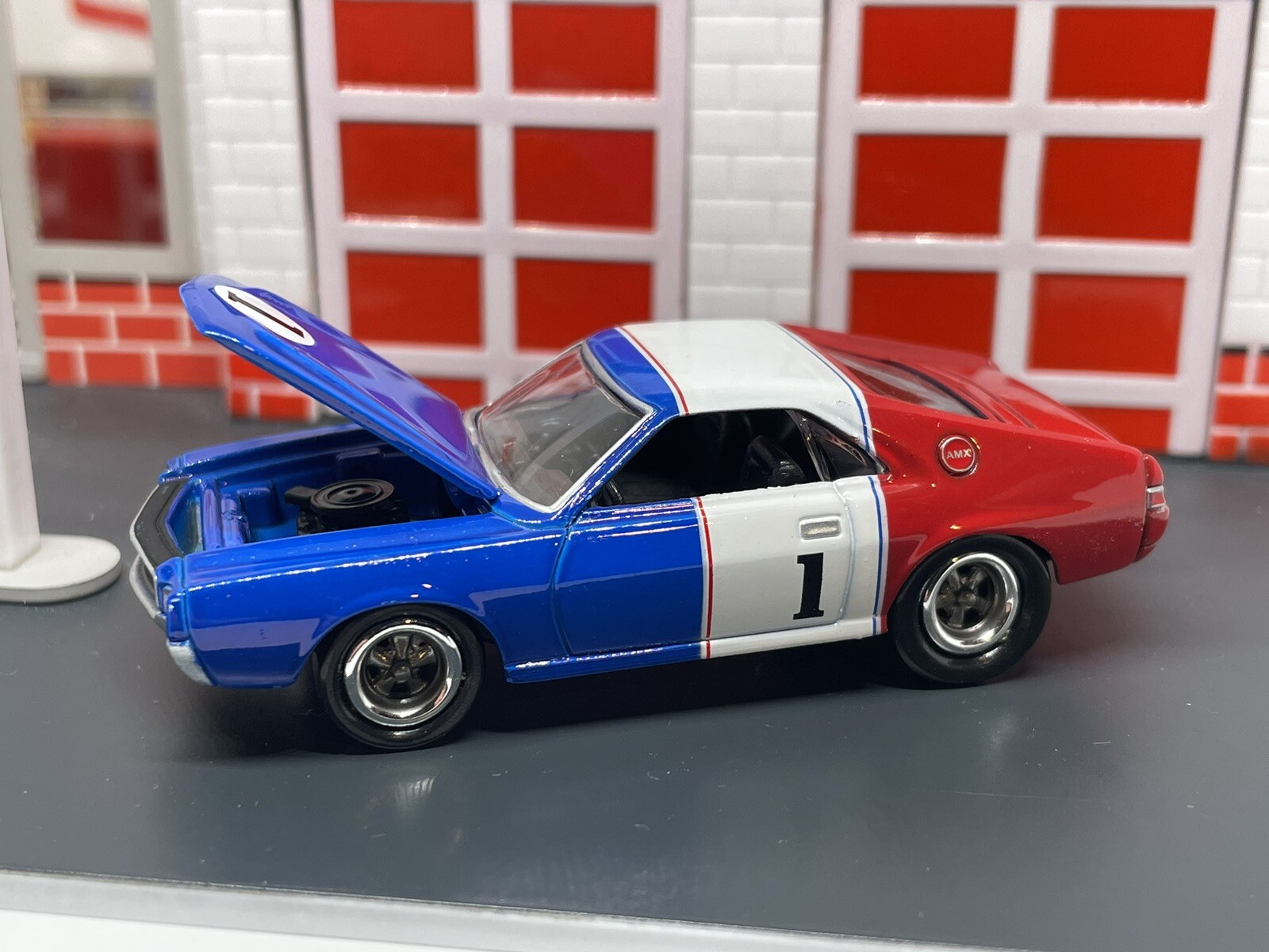 1969 69 AMC AMX Red/White/Blue Opening Hood 1/64 Scale Limited Edition ...