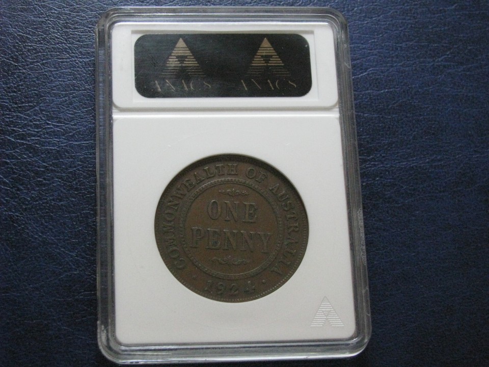 1924 Penny Graded SLAB Extra Fine EF45 Australia Nice 8 Pearl Coin 1D ...