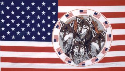 USA CIRCLE OF WOLVES 3X5 FLAG FL309 banner WOLF w grommets united ...
