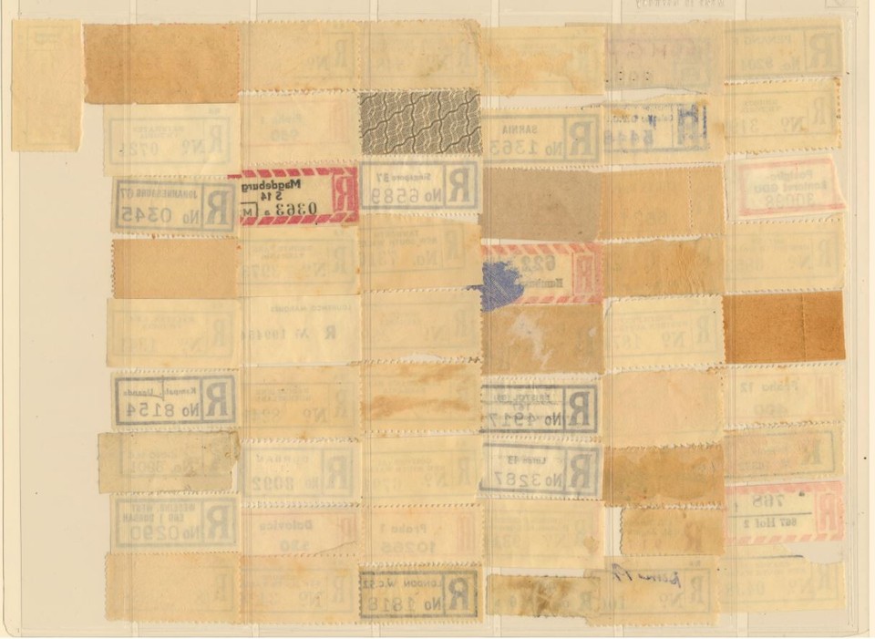 International Collection of 50 Registered Airmail Labels Etiquettes ...