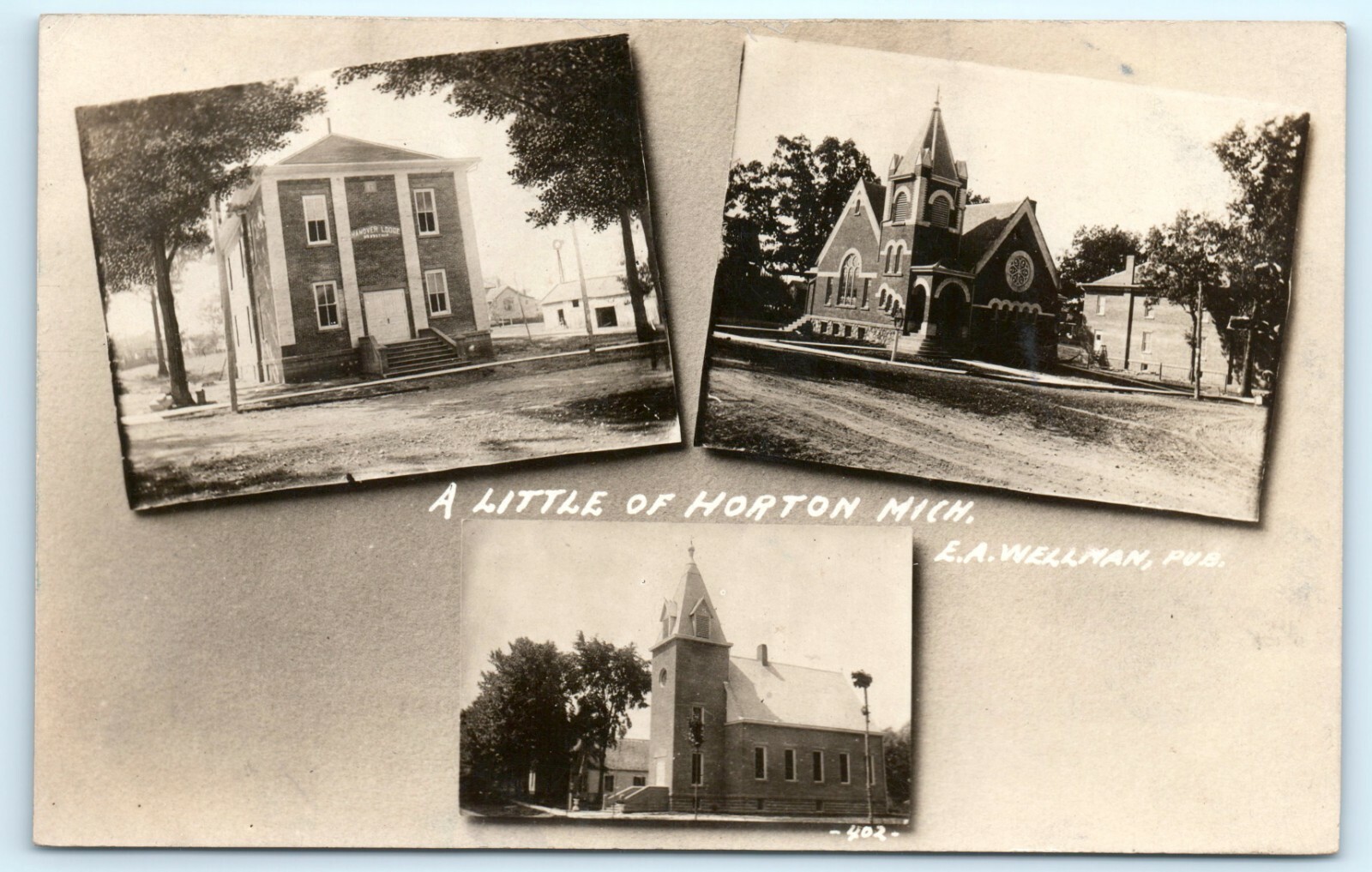POSTCARD RPPC A Little of Horton Michigan Multiview Churches Hanover ...