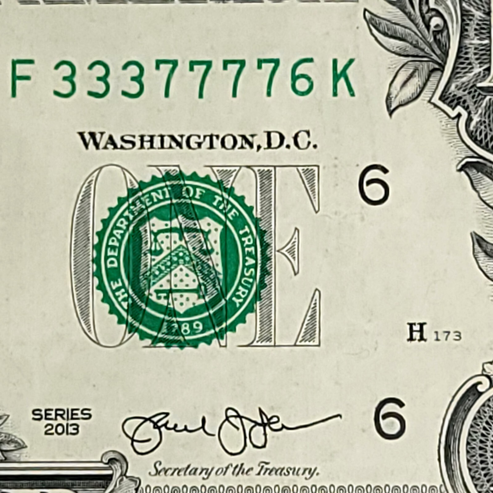 Quad and Triple Fancy Serial Number 1 Dollar Bill 3s 7s F33377776K | eBay