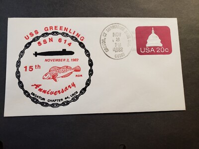 Submarine USS GREENLING SSN-614 Navy Cover 1982 Anniversary Cachet | eBay