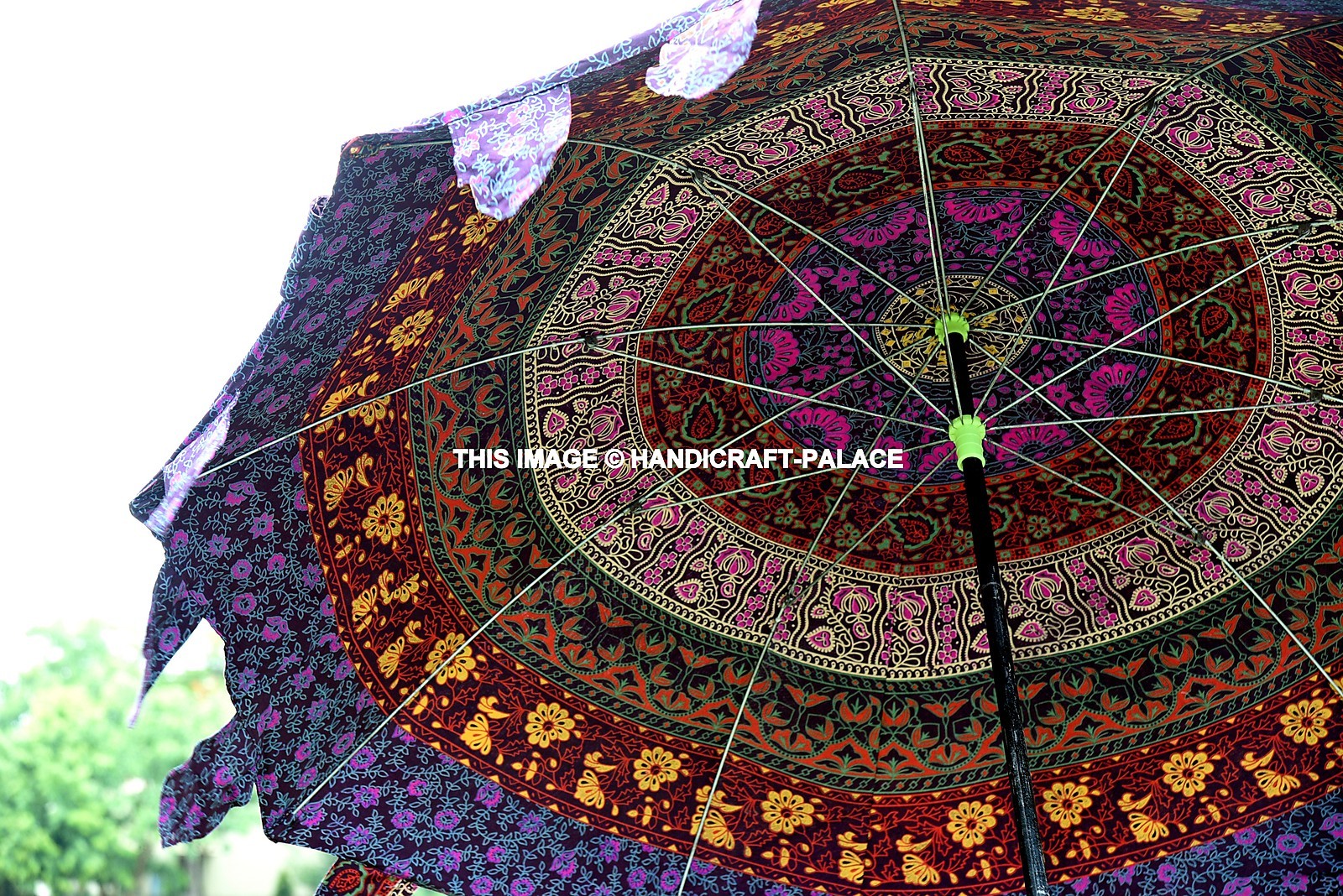 Indian Beautiful Garden Parasol Violet Mandala Cotton Sunshade Parasols ...