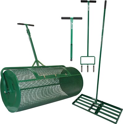Landzie Lawn Care Set - 44" Spreader, Lawn Level, Soil Probe, Fork ...