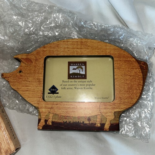 Warren Kimble American Pig Photo Frame Pig Folk Art Fits 3" X 2" Photo ...