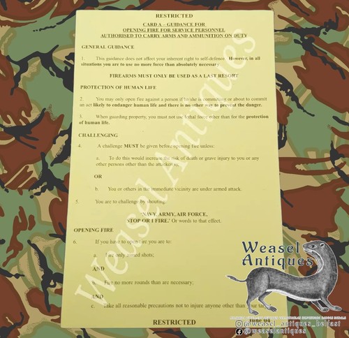 Op Banner British Army Northern Ireland Aide Memoire Firearms Opening ...