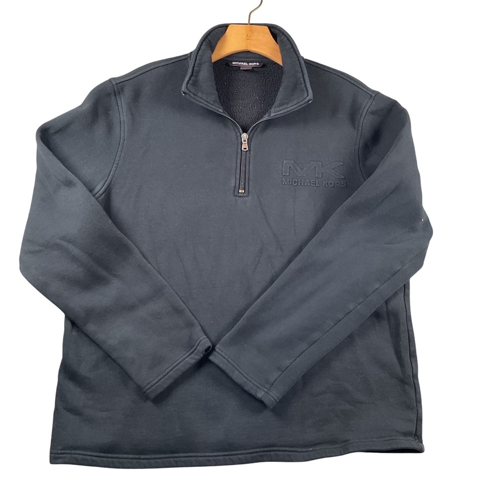 Michael Kors MK Logo Quarter Zip Fleece Pullover Sweatshirt Mens Medium ...