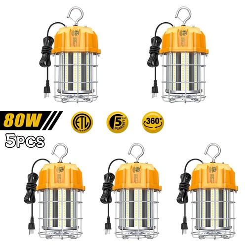 5Pack 80W Linkable LED Temporary Work Light Industrial Construction ...