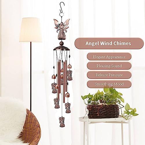 Angel Wind Chimes for Outside, Decorative Wind Chimes with 4 Aluminum ...