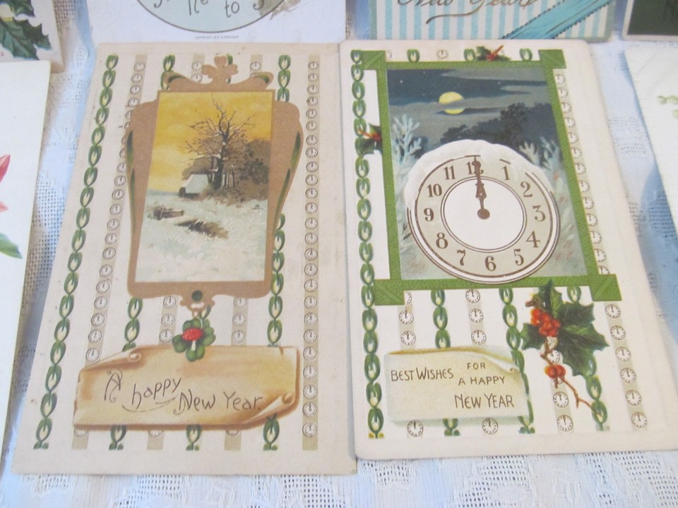 Lot of 50~HAPPY NEW YEAR Antique Postcards~Embossed~1912 Calendar ...