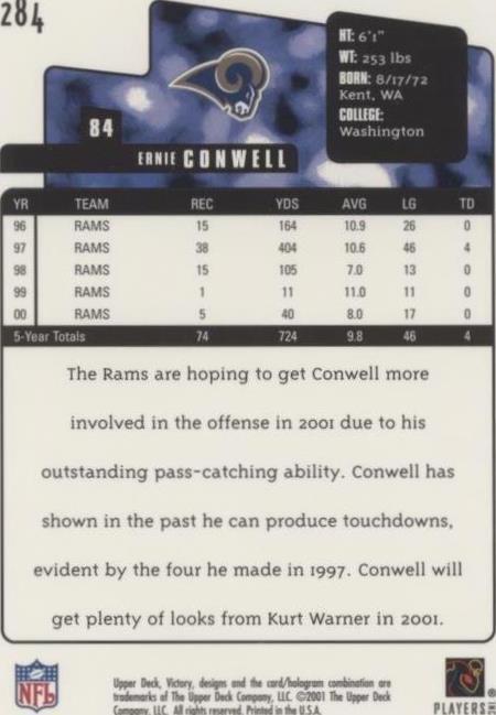 2001 Upper Deck Victory Ernie Conwell #284 for sale | eBay