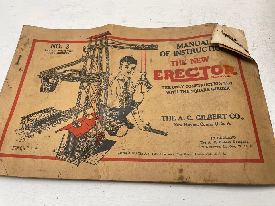 Vintage Gilbert ERECTOR Set PARTS WITH BOOK INSTRUCTIONS | eBay
