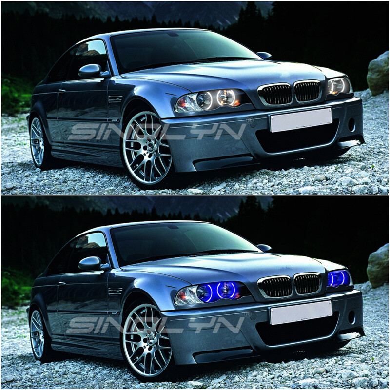 RGB LED Cotton Angel Eyes Halos DRL For BMW E46 Halogen Headlight ...