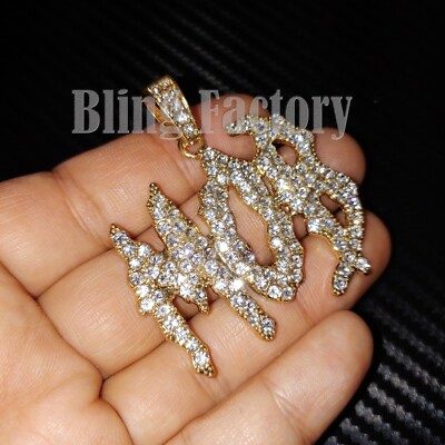 HIP HOP ICED CUBIC ZIRCONIA GOLD SILVER PLATED MOB BLING FASHION CHARM ...