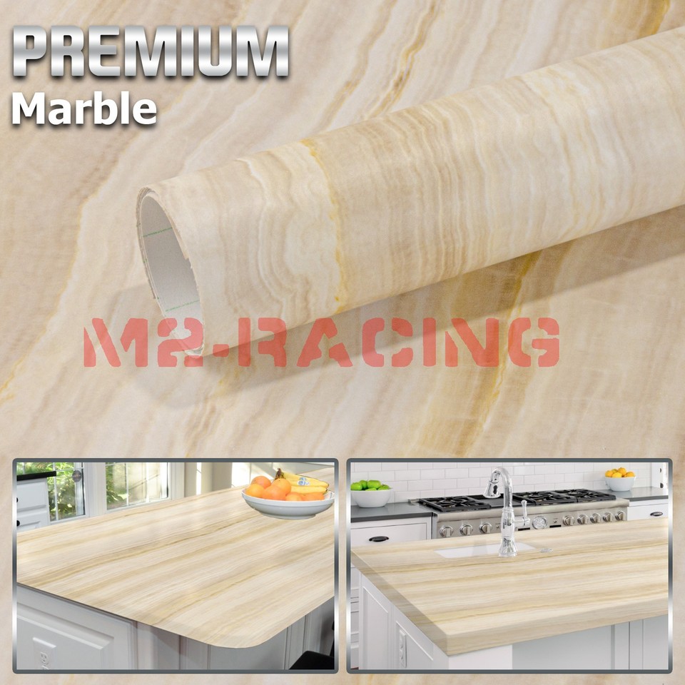 Gloss / Matte Marble Granite Style Vinyl Wrap Self Adhesive Counter Top ...