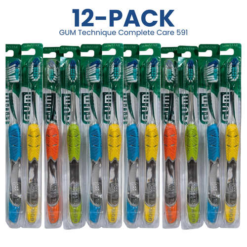 12-PACK GUM 591 Technique Complete Care Adult Toothbrush, Compact Soft ...