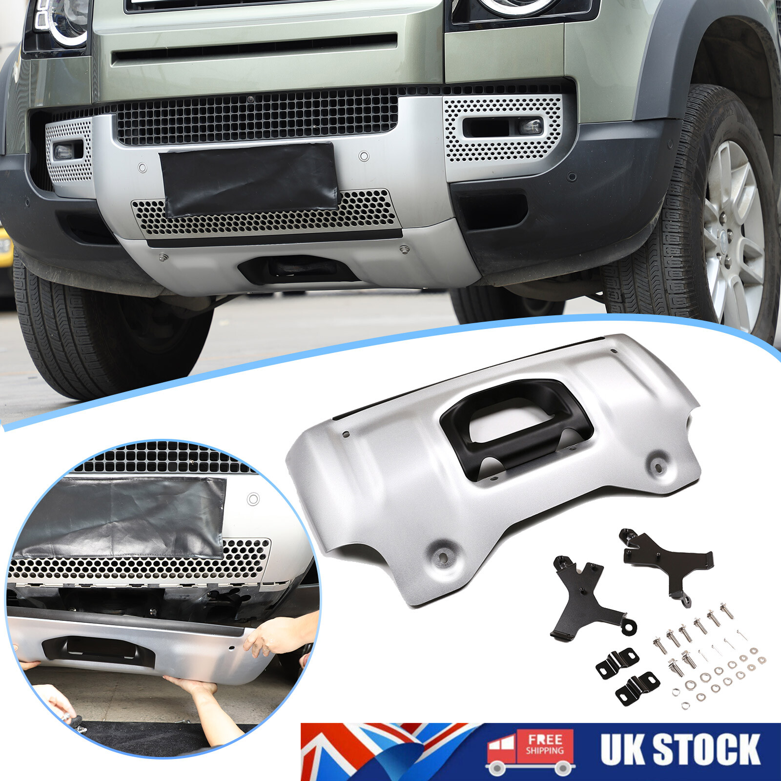 Front Metal Undershield Protection Plate Tow Cover for LR Defender L663 ...