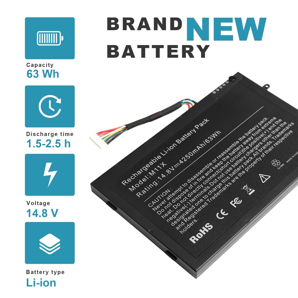 4 Cells Laptop Battery For Dell Alienware M11x M14x R2 R3 P06T P06T001 ...