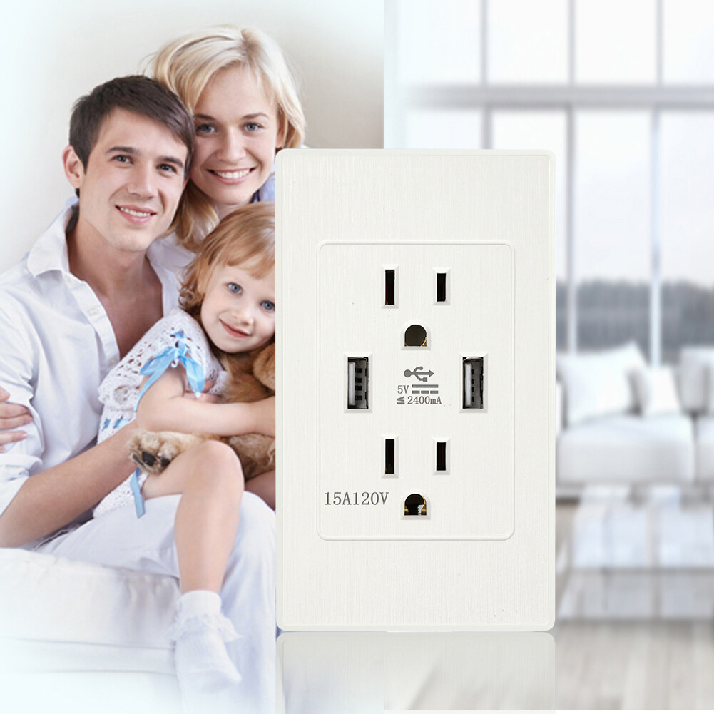 Lot Dual USB Wall Charger Port Socket US Plug Electrical Outlet Panel 2 ...