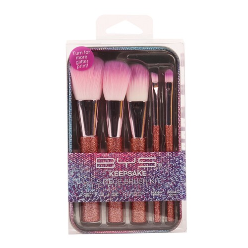 5pc BYS Makeup Brushes Keepsake Tin Glitter Powder/Blush/Foundation ...