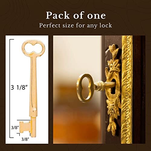 Solid Brass Skeleton Key W/ Double Notched Bit For House Doors With ...