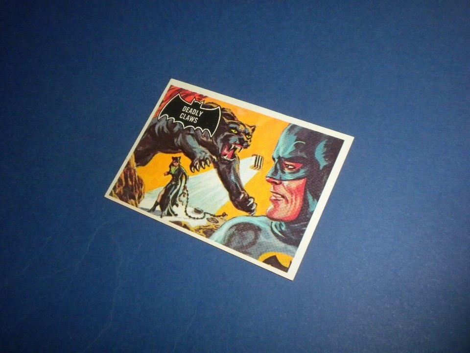 BATMAN black bat/orange back card #34 Topps 1966 U.S.A. DEADLY CLAWS | eBay
